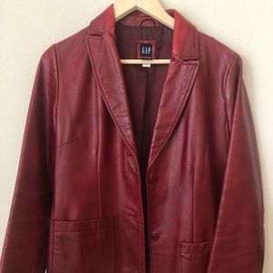 GAP | Jackets & Coats | Gap Red 0 Genuine Leather Jacket Medium | Poshmark
